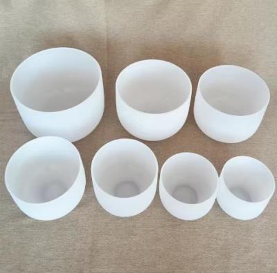 China Frosted Crystal Singing Bowl 8 to 14 Inch Chakra Set for Sound Healing Meditation for sale