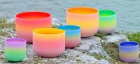 China Frosted Rainbow Quartz Crystal Singing Bowl 8-14 Inch for Sound Healing Therapy for sale