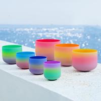 China Frosted Rainbow Quartz Crystal Singing Bowl 8-14 Inch for Sound Healing Therapy for sale
