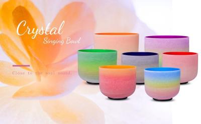 China 8-14 Set Rainbow Crystal Singing Bowls 6-12 Inch 440Hz 432Hz Sound Healing with Carrying Bags for sale