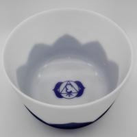 China Frosted Quartz Crystal Singing Bowl Set 7 to 14 Inch Lotus Chakra Tuned with Mallet for sale