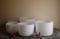 China Direct Manufacturer White Chakra Tuned Quartz Singing Bowl 8-14 inch with O-Rings and Chakra Note FSB951 for sale
