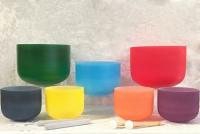 China Quartz Crystal Singing Bowl 12 inch 30 cm Frosted Green Chakra F Note for sale