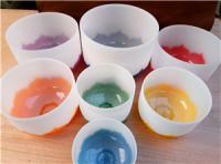 China 99.9% Pure Quartz Crystal Lotus Chakra Singing Bowls 440Hz 8-14 Inch Set for Healing for sale