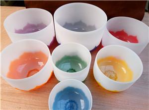 China 99.9% Pure Quartz Crystal Lotus Chakra Singing Bowls 440Hz 8-14 Inch Set for Healing for sale