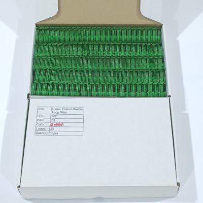 China Green Twin Ring Nylon Twin Loop Wire Binding 3:1 Electroplated for sale