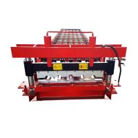 China Blue Roof Sheet Metal Roll Forming Machines 15m/min Hydraulic Cutting for sale