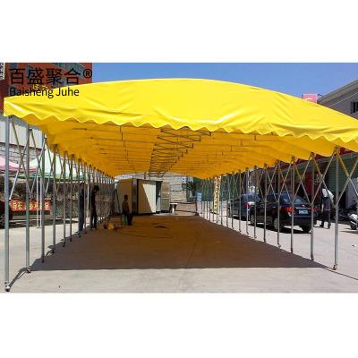 China Warehouse Storage Made Easy Large Manual Telescopic Sliding Shed with Flexible Design for sale
