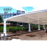 China PVDF PTFE Tensile Membrane Fabric Large Steel Frame Automatic Awning for 3 Cars Parking for sale