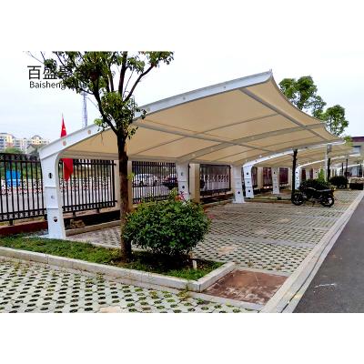 China Modern Prefabricated Metal Shade Canopy For Motorcycle And Bike Storage White Powder Coated Frame for sale