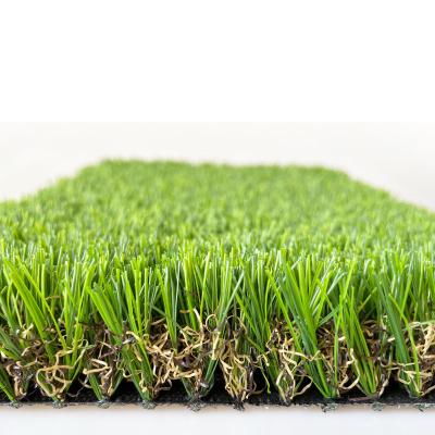 China Double Flat Wave Shape Synthetic Artificial Turf Grass Roll For Natural Garden for sale