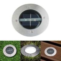 China 3 Leds Outdoor Ground Lamps , Light Steel Tempered Glass Solar Led Lawn Lights for sale