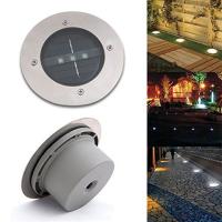 China 3 Leds Outdoor Ground Lamps , Light Steel Tempered Glass Solar Led Lawn Lights for sale