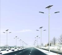 China Outdoor Double Arm Solar Street Light With Lithium Ion Battery 30w 40w for sale