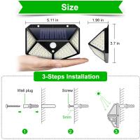 China Best Sale Amazon China Supplier Waterproof Outdoor Motion Sensor Infrared Wall Lamp, 100 Led Garden Sensor Solar Light for sale