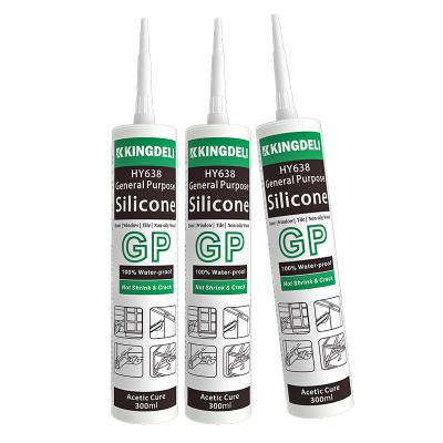 China Acetic GP RTV Glass Sealant Clear Waterproof Silicone Sealant for sale