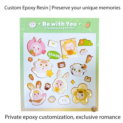 China Transparent Cute Cartoon 3D Epoxy Dome Stickers DIY Custom Logo Crystal Epoxy Resin Stickers for sale