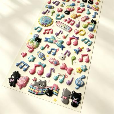 China UV Resistant PVC Foam Sticker Waterproof Practical With Cute Music Cat Puffy Design for sale