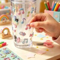 China PVC Holographic Foam Puffy Stickers 3D Raised Music Note Cat Heart Bubble Stickers for sale