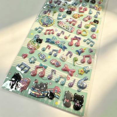 China PVC Holographic Foam Puffy Stickers 3D Raised Music Note Cat Heart Bubble Stickers for sale