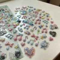 China PVC Holographic Foam Puffy Stickers 3D Raised Music Note Cat Heart Bubble Stickers for sale