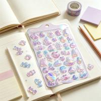 China Custom 3D Crystal Stickers Iridescent Rainbow Film Aurora Shimmer Bubble Epoxy Cartoon Stickers for sale