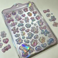 China Custom 3D Crystal Stickers Iridescent Rainbow Film Aurora Shimmer Bubble Epoxy Cartoon Stickers for sale