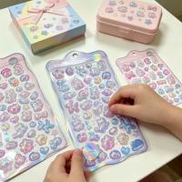 China Custom 3D Crystal Stickers Iridescent Rainbow Film Aurora Shimmer Bubble Epoxy Cartoon Stickers for sale