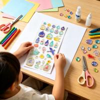 China High Clear Epoxy Dome Stickers Hot Gold Foil Cartoon 3D Resin Stickers Kids DIY OEM ODM for sale