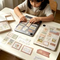 China Waterproof Custom Planner Stickers Kitterie Vintage Postage Stamp Stickers With Gold Foil for sale