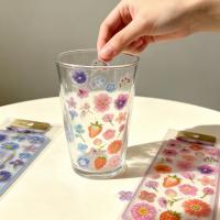 China Custom PET Transparent Flower Stickers Glitter Hot Foil Die Cut Stickers For Journal Decoration for sale
