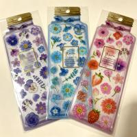 China Custom PET Transparent Flower Stickers Glitter Hot Foil Die Cut Stickers For Journal Decoration for sale