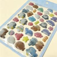 China Custom Flocking 3D Crystal Stickers Cute Sea Animal DIY Bubble Stickers For Kids Journal Kuka for sale
