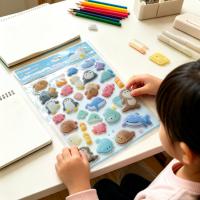 China Custom Flocking 3D Crystal Stickers Cute Sea Animal DIY Bubble Stickers For Kids Journal Kuka for sale