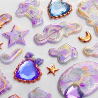 China Foam Puffy Sticker 3D Puffy Diamond Stickers Raised Gold Foil Bubble Stickers For Kids for sale