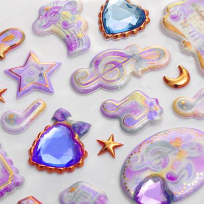 China Foam Puffy Sticker 3D Puffy Diamond Stickers Raised Gold Foil Bubble Stickers For Kids for sale