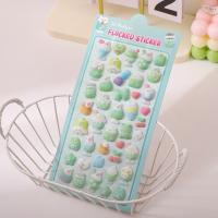 China Custom 3D Flocked Puffy Stickers with Cute Cartoon Designs for sale
