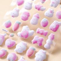 China Custom 3D Flocked Puffy Stickers with Cute Cartoon Designs for sale