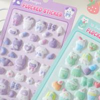 China Custom 3D Flocked Puffy Stickers with Cute Cartoon Designs for sale