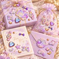 China Custom 3D Fine Glitter Foam Puffy Stickers with Gemstone Accents & Gold Foil for sale