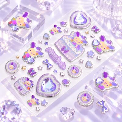 China Custom 3D Silver Foil Glitter Epoxy Stickers with Gem Decorations for sale