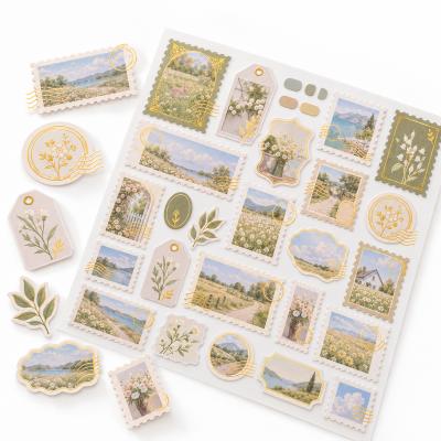 China Custom Vintage Postage Stamp & Travel Collage Stickers for Creative Stationery Brands for sale