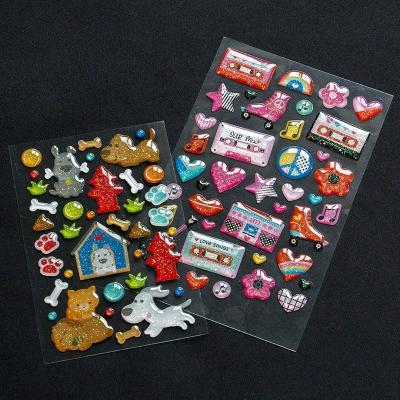 China Custom Christmas Gift 3D Clear Glitter Crystal Epoxy Dome Stickers, Resin Decals for Journaling for sale
