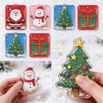 China Customizable Christmas 3D Shaker Sticker — Transparent PVC Water-Filled Glitter Shaking Sticker, Custom Pattern / Size / Logo, OEM Wholesale Sensory Fidget Gift for sale