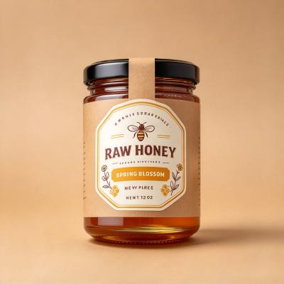 China Custom Packaging Labels, Die Cut Bottle Stickers, Waterproof Food Jar Labels for Syrup Jam Honey for sale