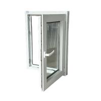 China Three Cavity White PVC Casement Window With Sinking Drainage System for sale