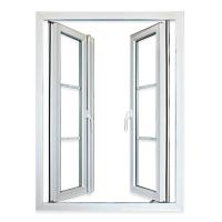 China Three Cavity White PVC Casement Window With Sinking Drainage System for sale