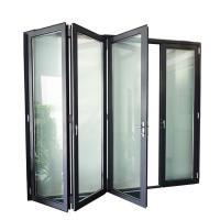 China Double Triple Glass Aluminum Folding Door Sound Insulation Indoor Folding Glass Doors for sale