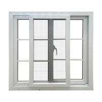 China Customized PVC Double Horizontal Sliding Windows With Mosquito Screen Vinyl Sliding Windows for sale