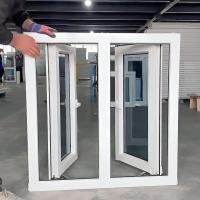 China Double Glazed Windproof Glass Casement Window With Mosquito Screen PVC / UPVC Frame for sale
